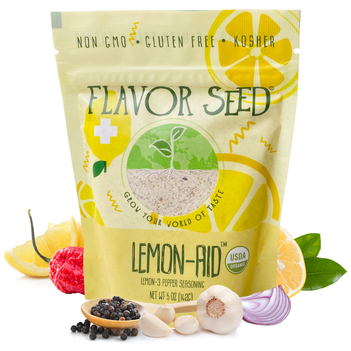 Lemon-Aid | Organic Lemon 3-Pepper Seasoning for Meat and Seafood ...
