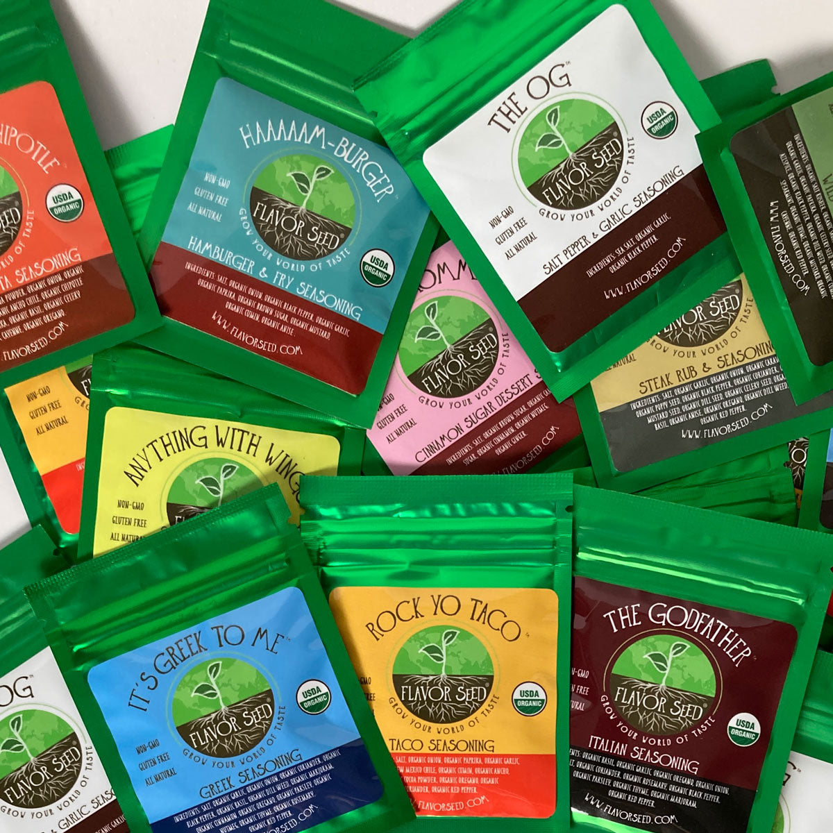 Organic Seasoning Sample Packets in 16 Gourmet Flavors – Flavor Seed